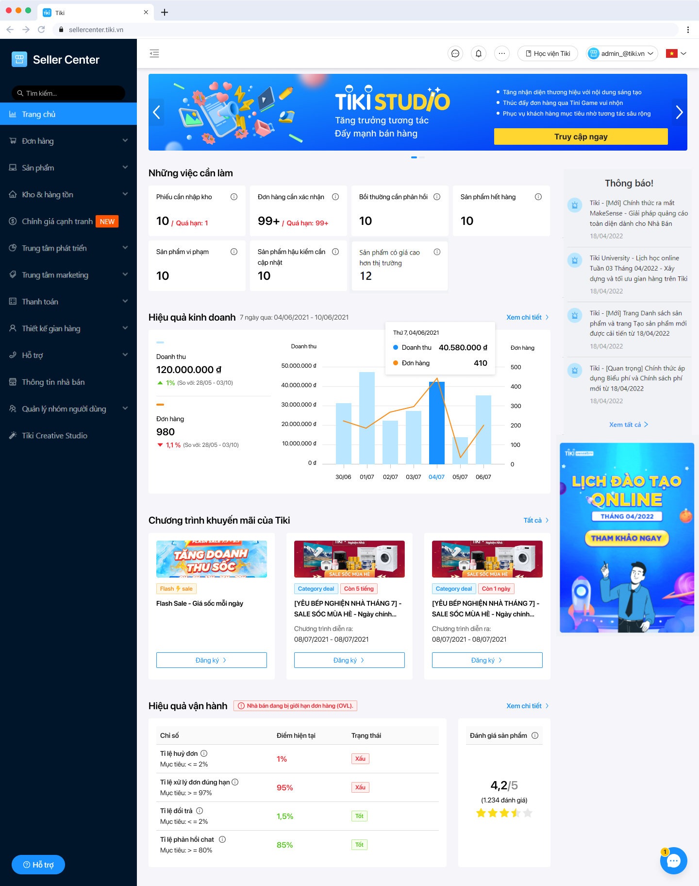 Giới thiệu về Trung tâm bán hàng (Seller Center) – Học viện Tiki